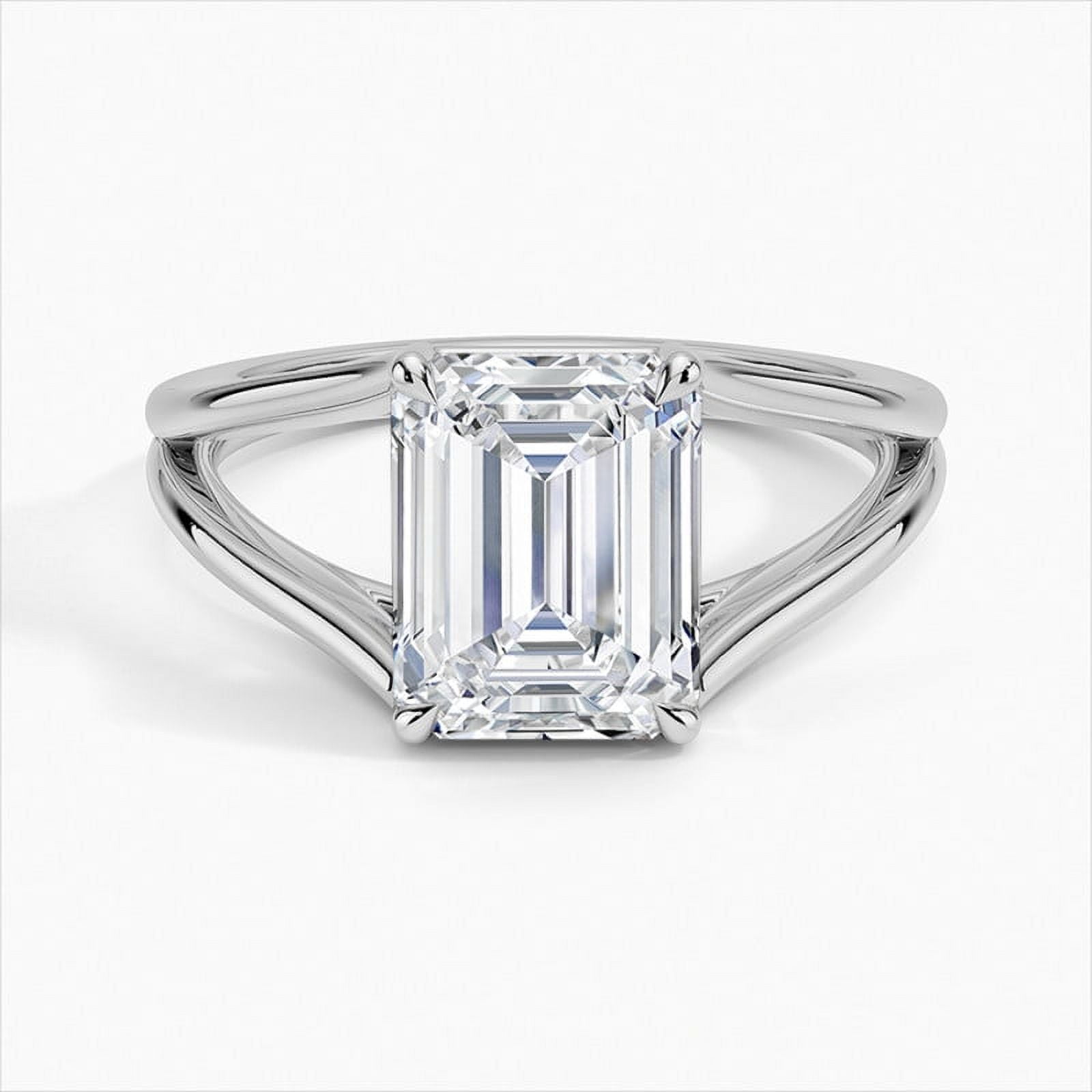 Elise Jewel 14K White Gold Plated Ring - 1.81Ct Emerald Cut Diamond ...