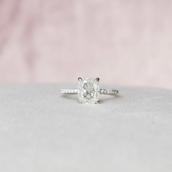 Elise Jewel 14K White Gold Plated Ring - Cushion Cut Excellent 1.7 Ct ...