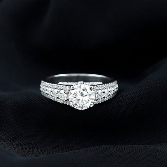 Elise Jewel 14K White Gold Plated Ring - Round Cut Excellent 1.7 Ct ...