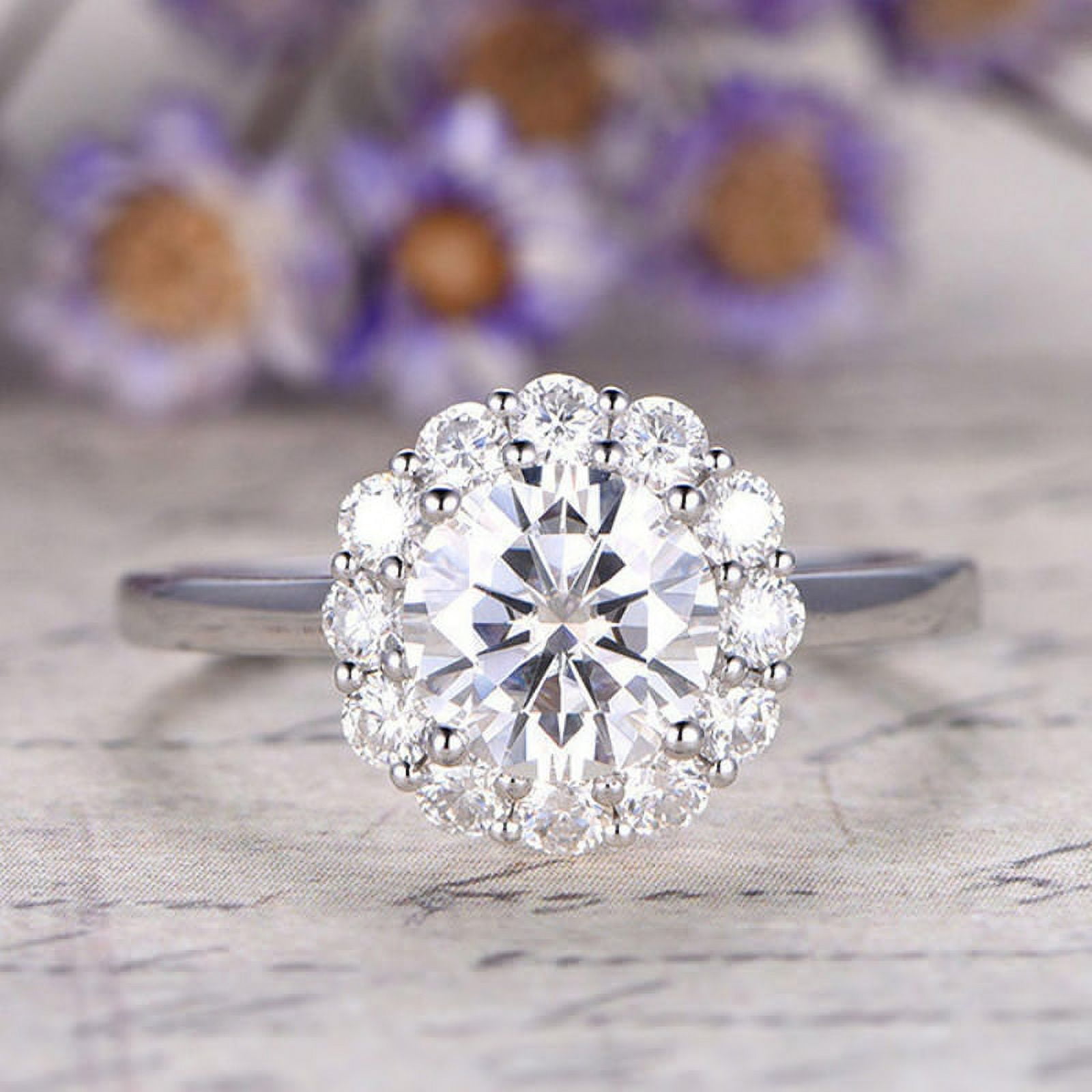Elise Jewel 14K White Gold Plated Ring - Round Cut Excellent 2.1 Ct ...
