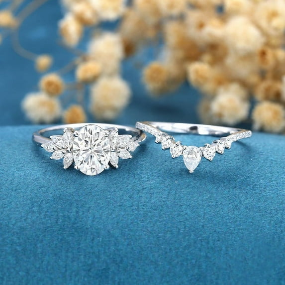 Elise Jewel 14K White Gold Plated Rings - 2.2 Ct Oval Cut Diamond Rings ...