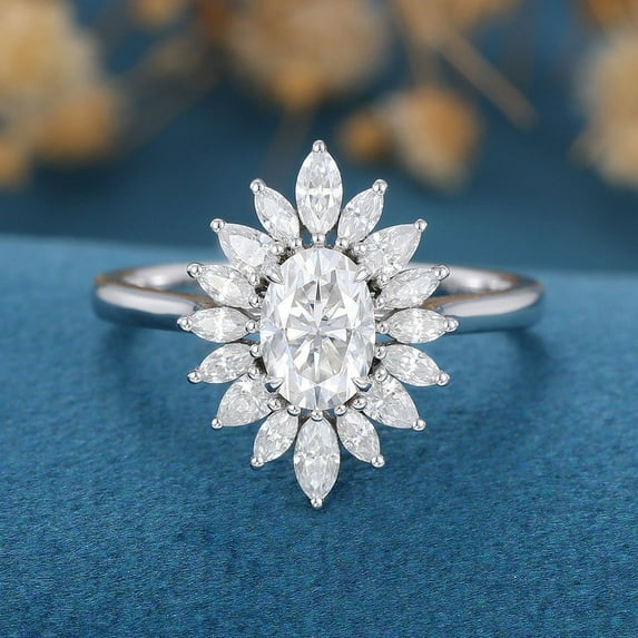 Elise Jewel 14K White Gold Plated Rings - 2.69 Ct Oval Cut Diamond ...