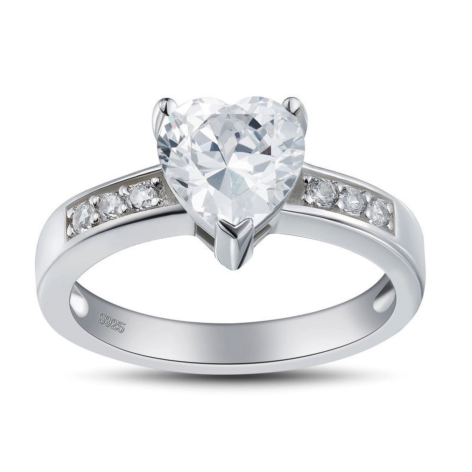Elise Jewel 14K White Gold Plated Rings for Women - 1.8 Ct Heart Cut ...