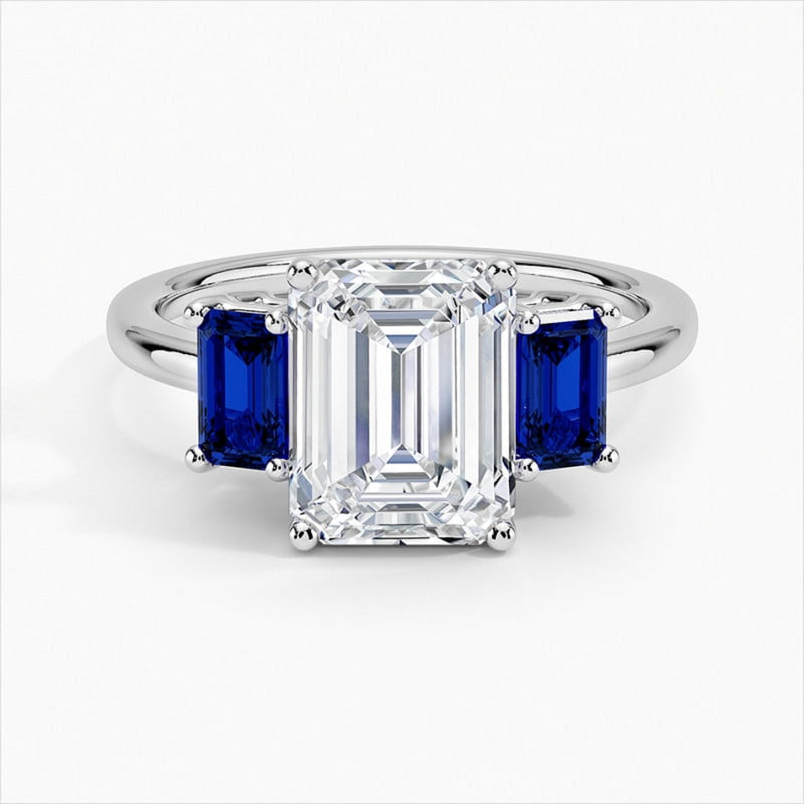 Elise Jewel 14K White Gold Plated Three Stone Diamond Anniversary Ring - 2.45 Ct Emerald Cut Lab ...