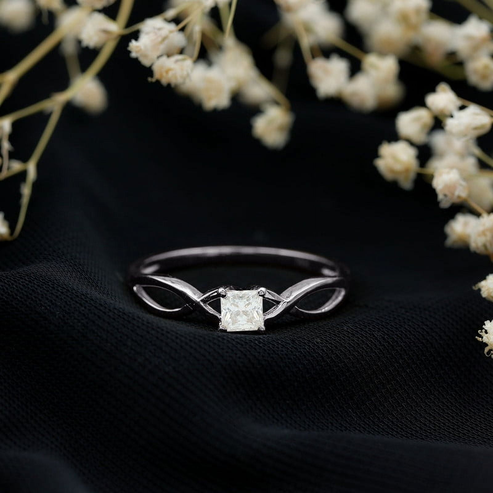 Elise Jewel 1Ct Princess Cut Diamond Ring - 14k White Gold Rings ...