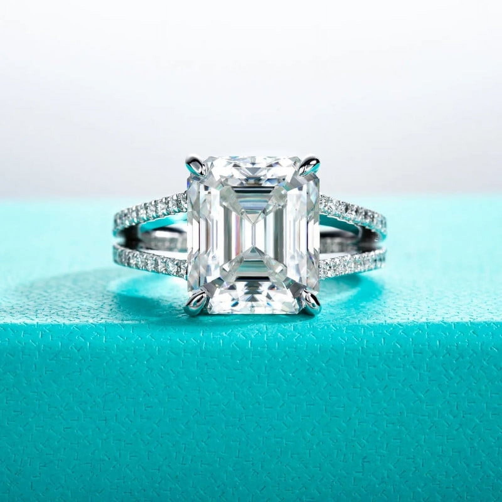 Elise Jewel 2.1 Ct Emerald Cut Diamond Wedding Rings for Her - 14K ...