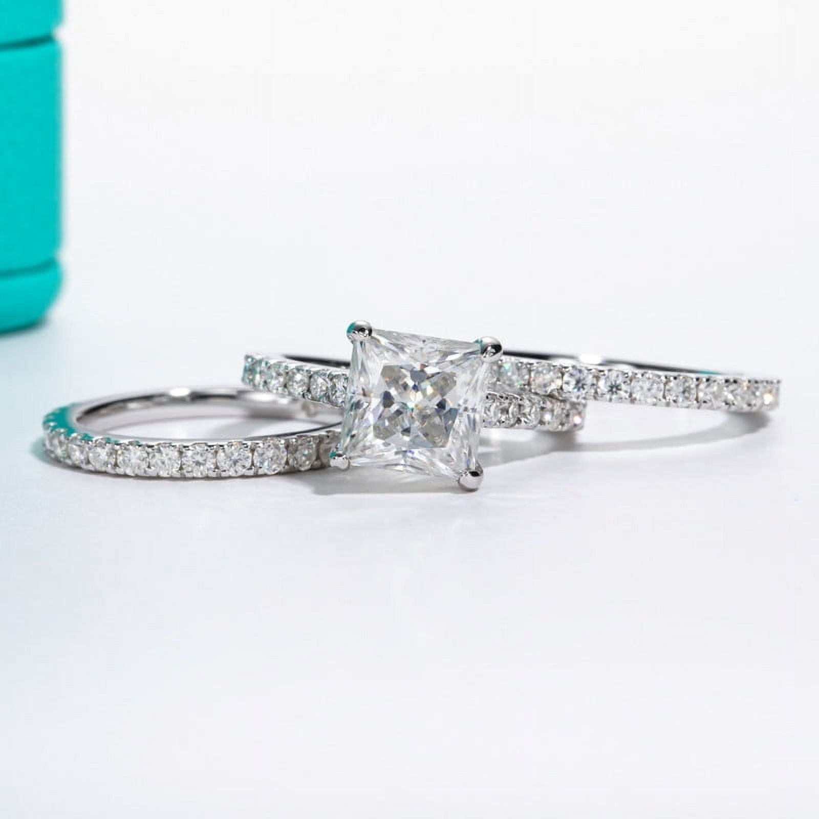 Elise Jewel 2.1 Ct Princess Cut Simulated Diamond Rings - 14K White ...