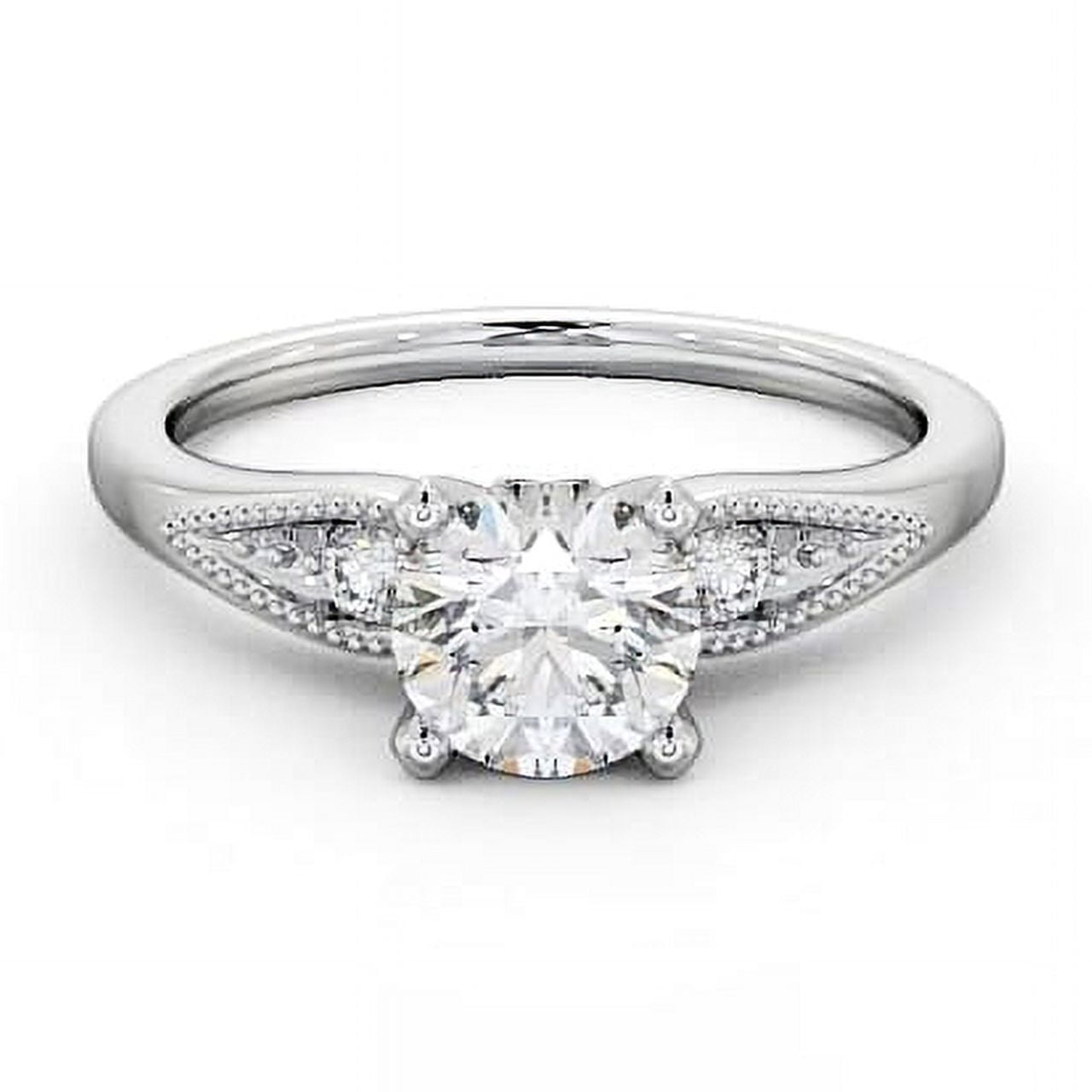 Elise Jewel 2 Ct Round Brilliant Cut Diamond Ring - 14K White Gold ...