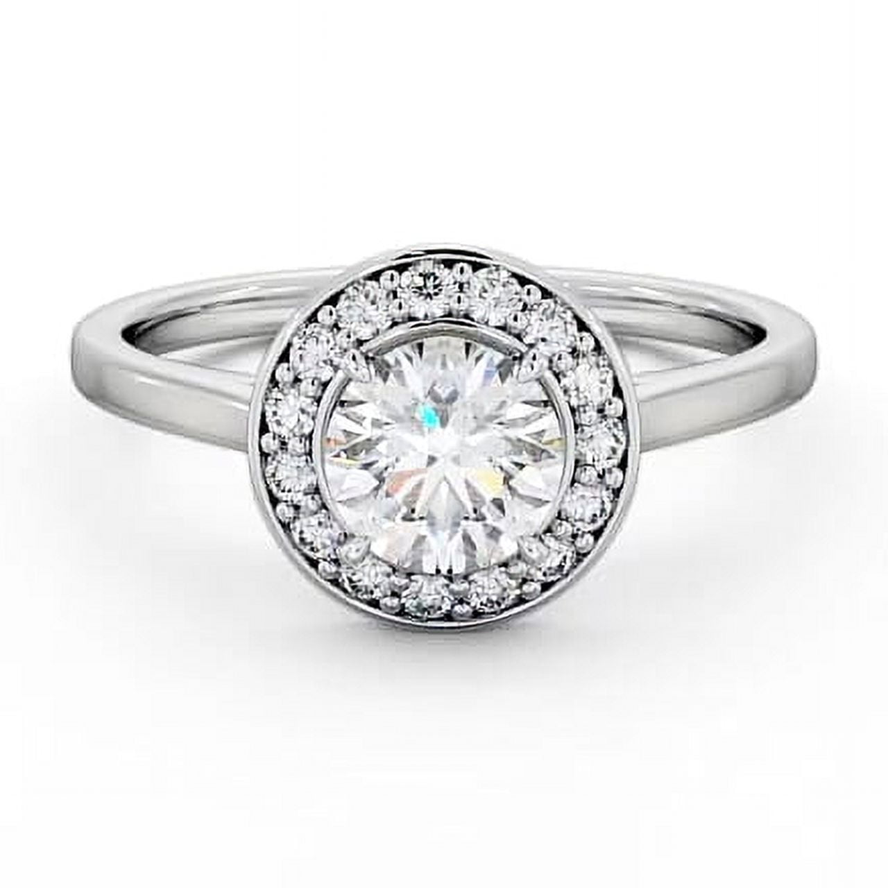 Elise Jewel 2 Ct Round Brilliant Cut Diamond Ring - 14K White Gold Plated Wedding Anniversary ...