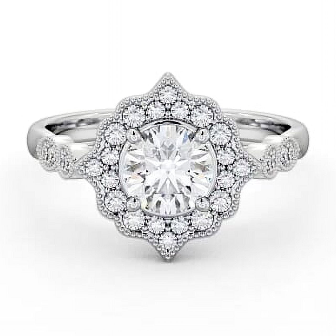 Elise Jewel 2 Ct Round Brilliant Cut Diamond Rings - 14K White Gold ...