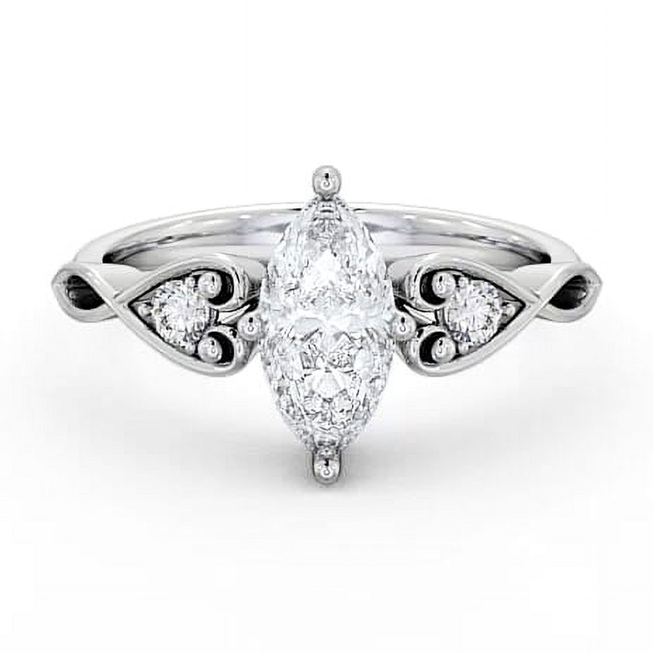 Elise Jewel 2 Ct VVS1/D Marquise Cut Diamond Ring for Her - 14K White ...