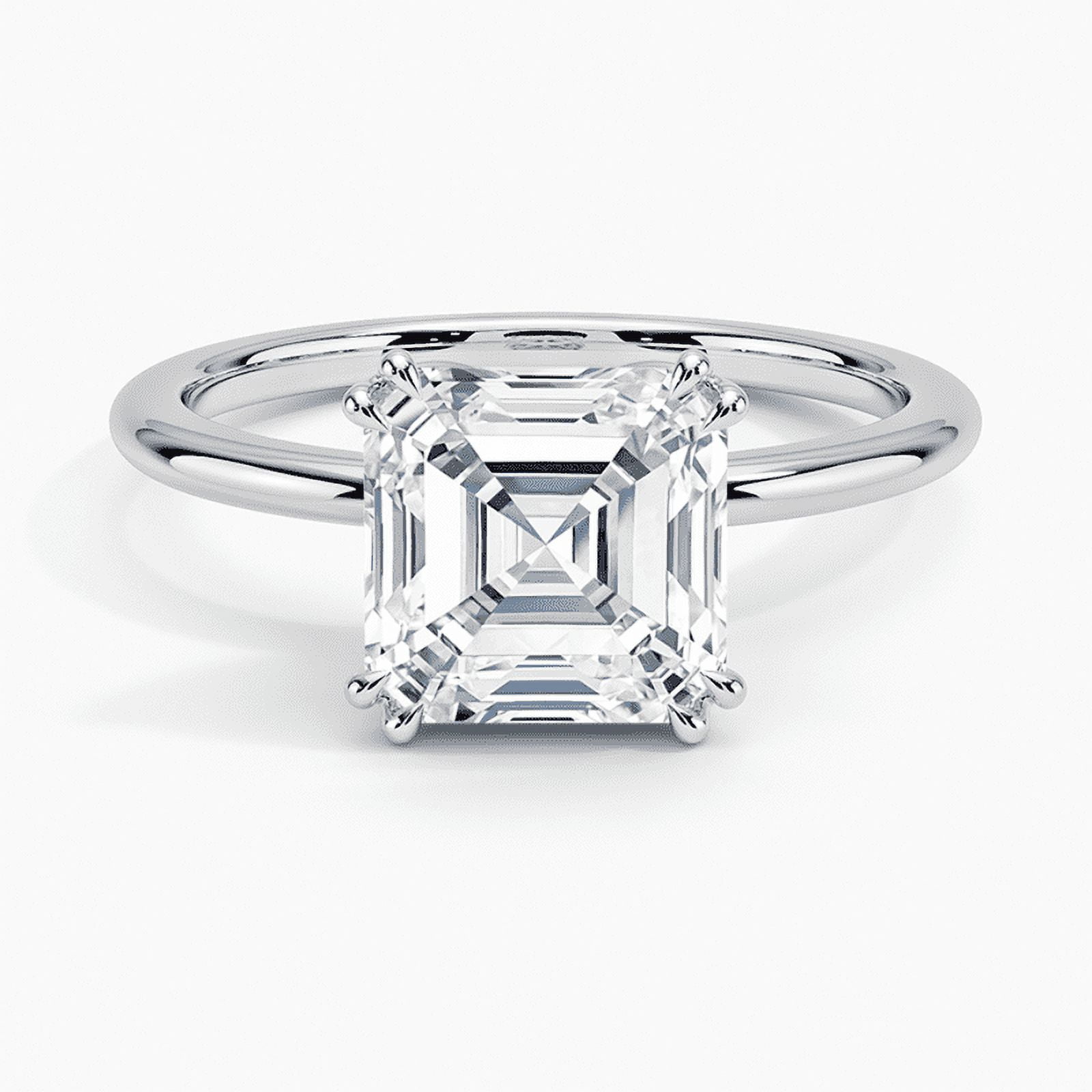 Elise Jewel Asscher Cut 1.85 Ct Diamond Rings - 14K White Gold Plated Rings Gifts - Beautiful ...