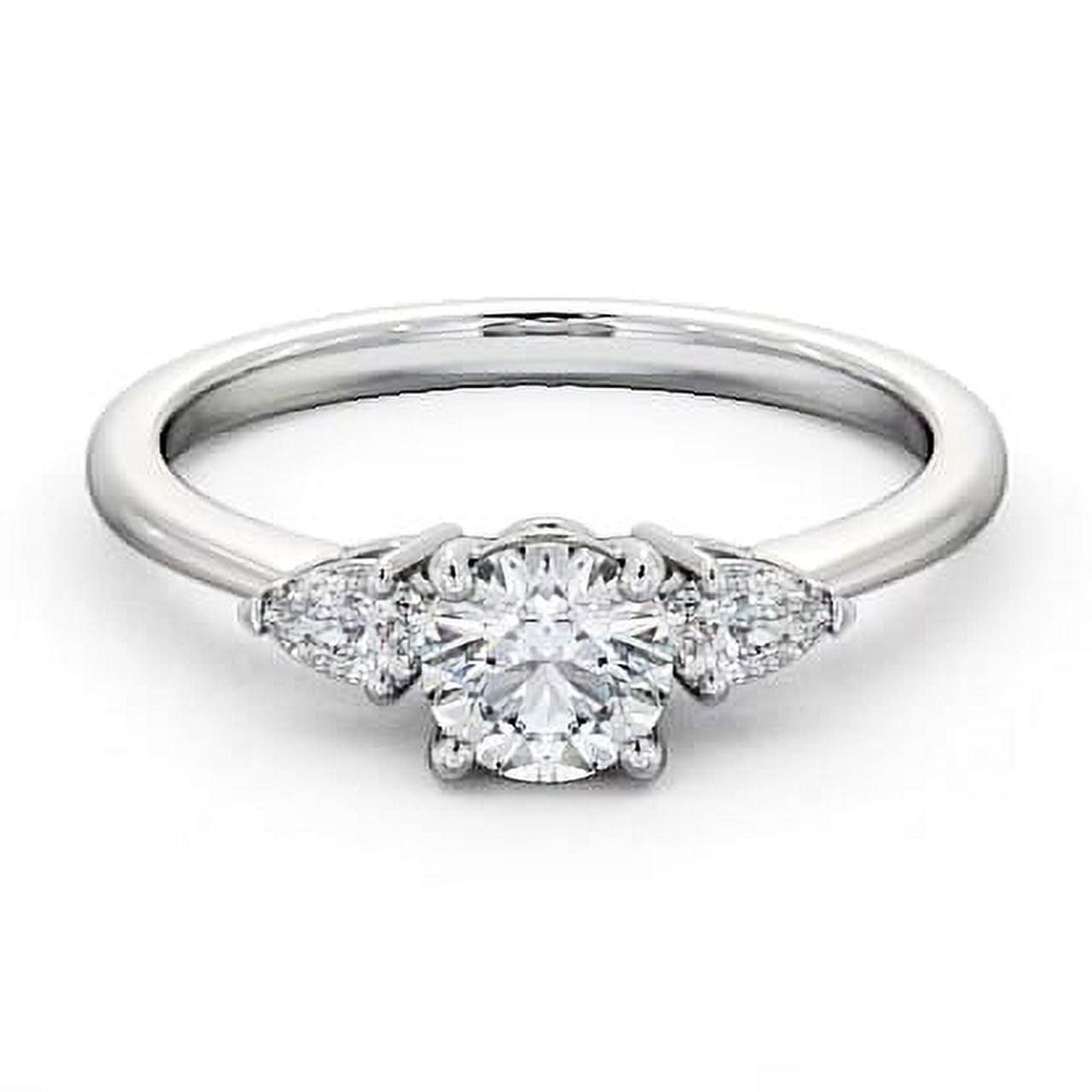 Elise Jewel Brilliant 2 Ct Round Cut Diamond Ring - 14K White Gold Plated Ring - Three-Stone ...