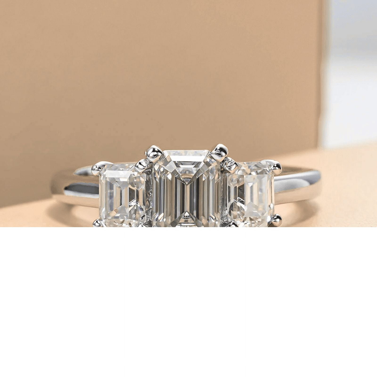 Elise Jewel Excellent 1.6 Ct Emerald Cut Simulated Diamond Ring Wedding ...