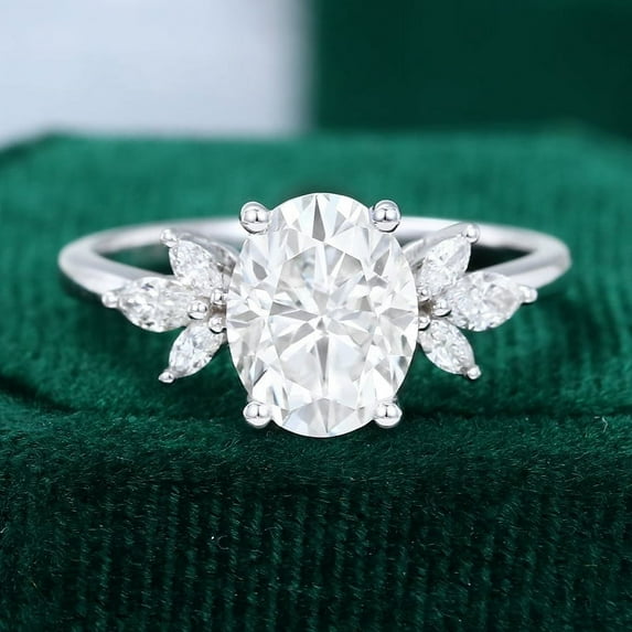 Elise Jewel Oval Cut Excellent 2.2 Ct Diamond Ring For Women's - Silver ...