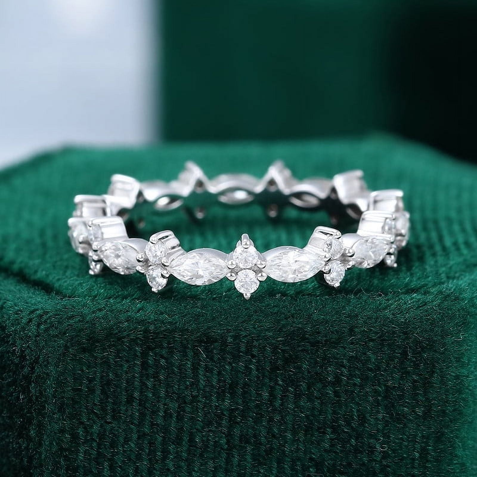 Elise Jewel Prong Set 1.1 Ct Round Cut Diamond Rings - 14K White Gold ...