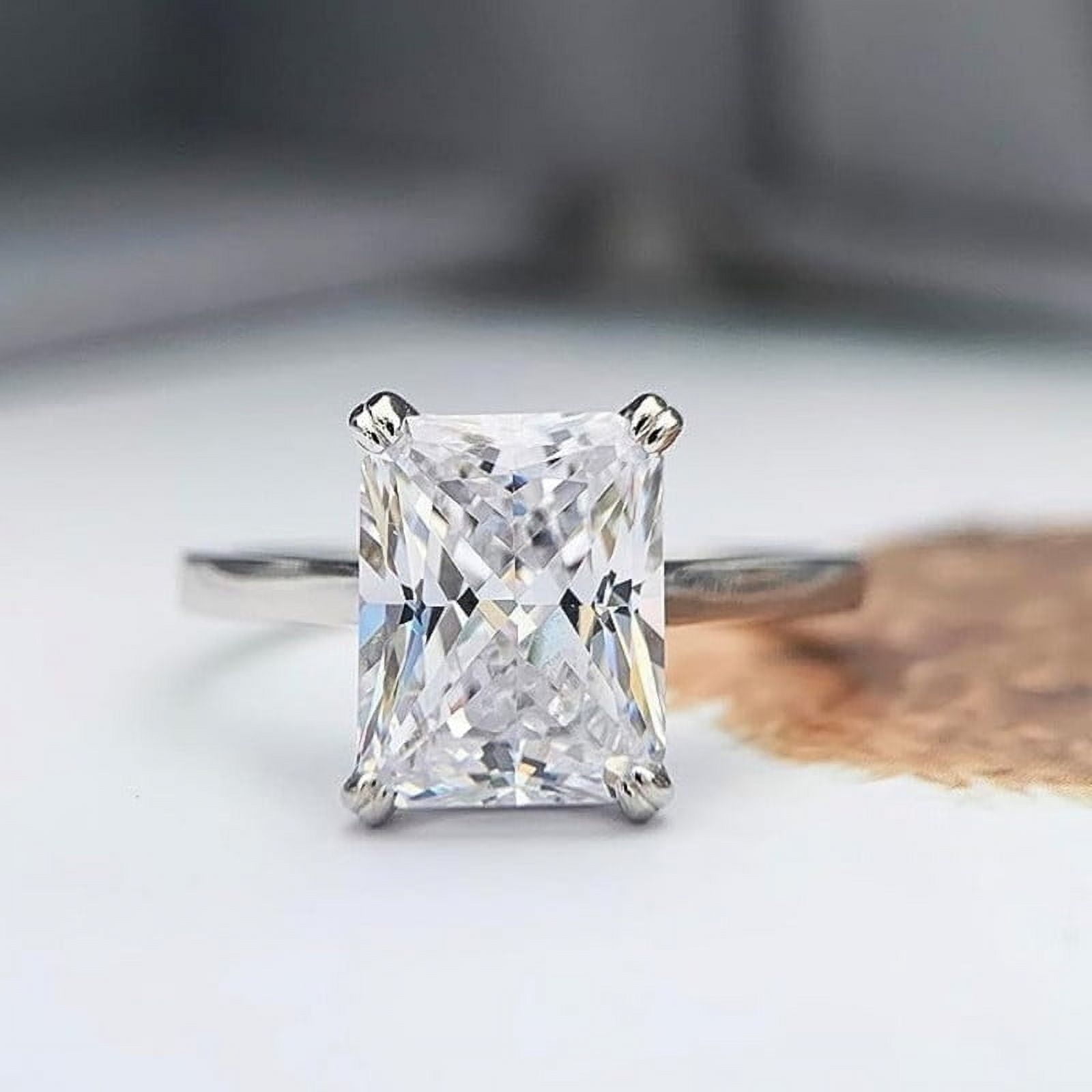 Elise Jewel Prong Set 2.2 Ct Radiant Cut Lab Created Simulated Diamond ...