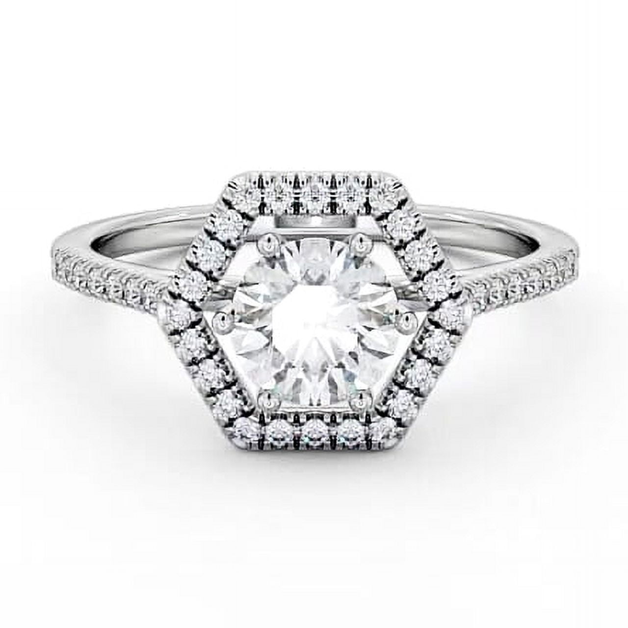 Elise Jewel Round 14K White Gold Plated Engagement Ring - 1.9 Ct Round Cut Lab Created Simulated ...