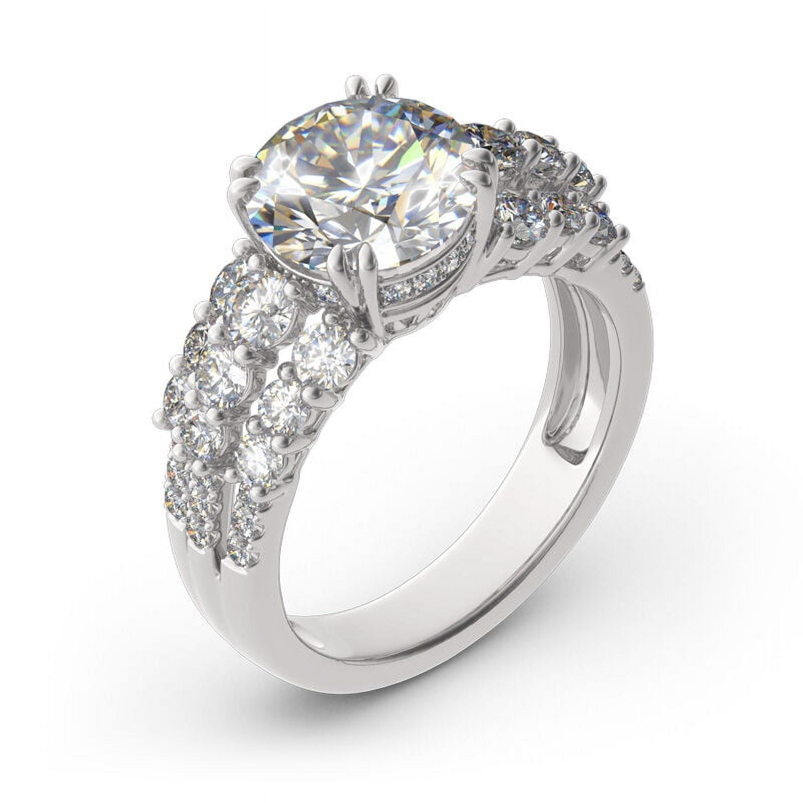 Elise Jewel Round Cut 1.7 Ct Simulated Diamond Rings - 14K White Gold ...