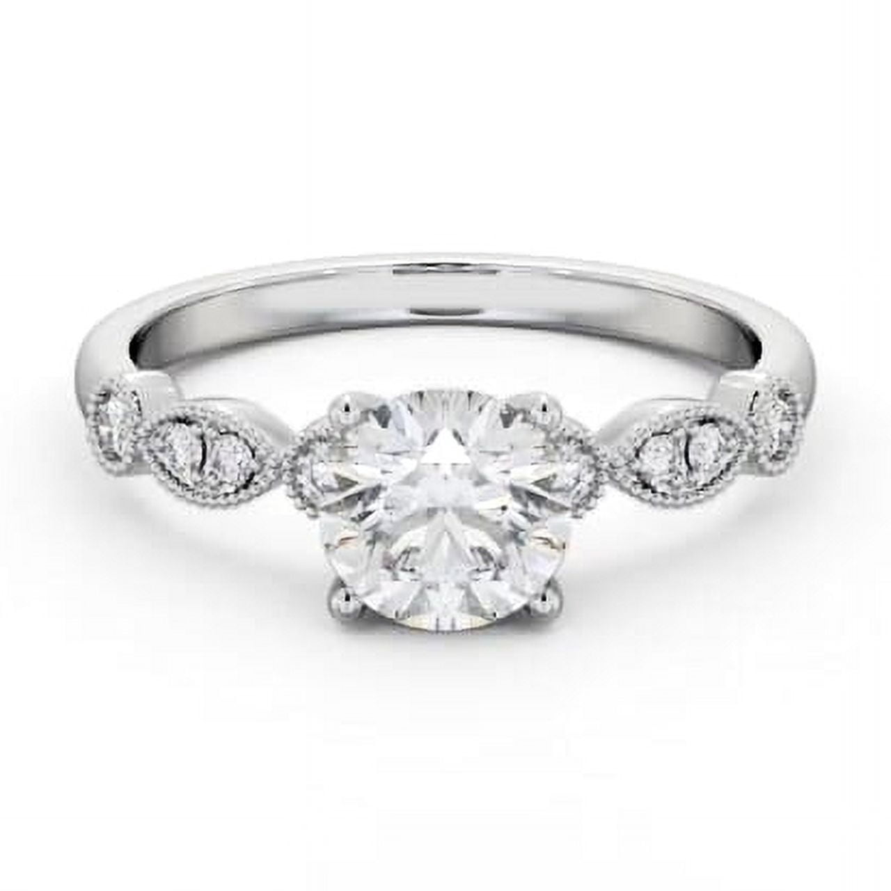 Elise Jewel Round Cut Excellent 2 Ct Diamond Engagement Ring - 14K White Gold Plated Ring ...