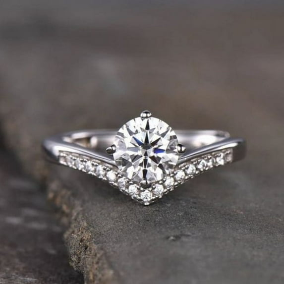 Elise Jewel Round Cut Excellent 2 Ct Diamond Ring - 14K White Gold ...