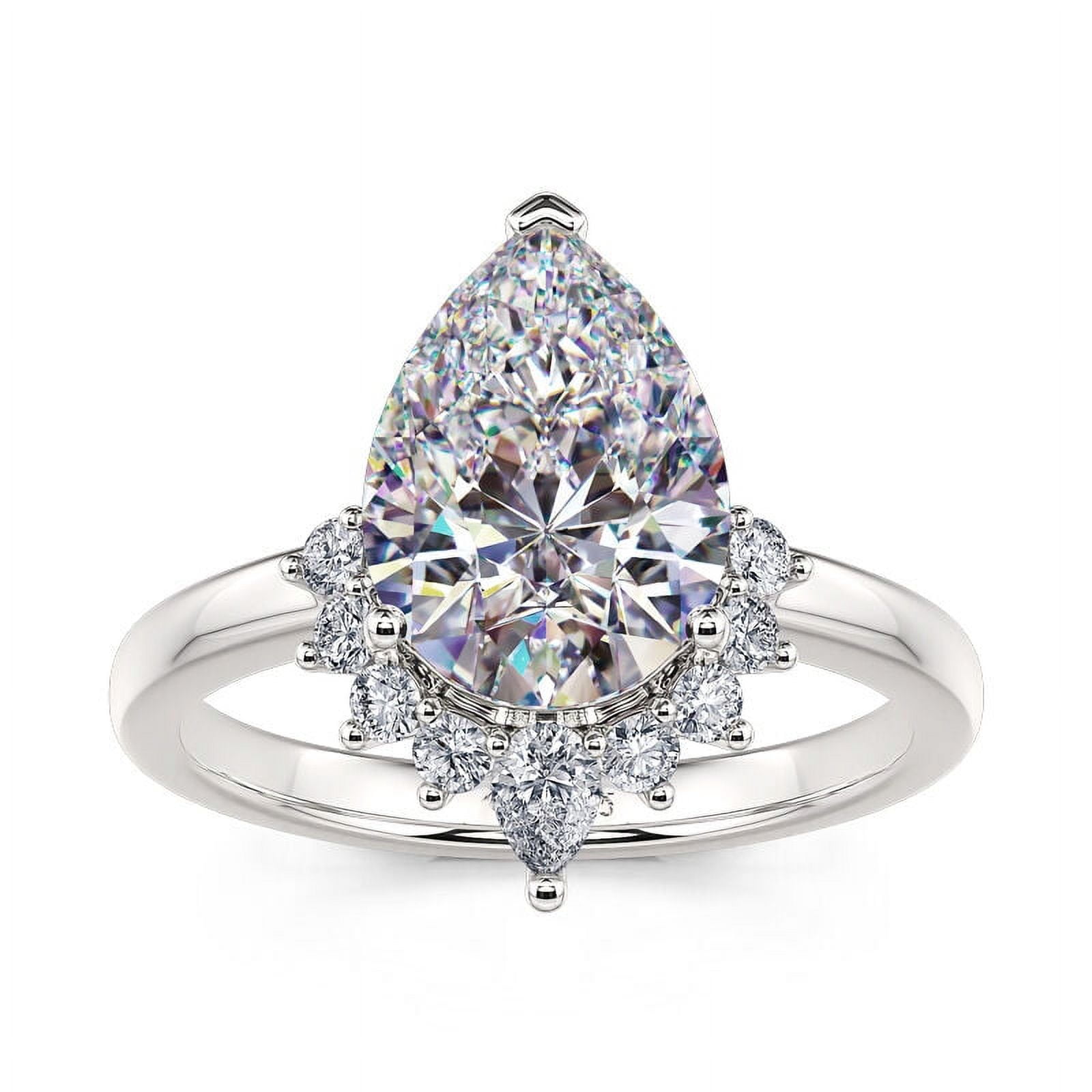 Elise Jewel Silver 14K White Gold Plated Diamond Ring - 2 Ct VVS1/D Pear Cut Lab Created ...