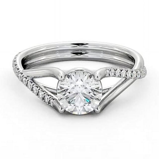 Elise Jewel Silver 14K White Gold Plated Ring - 2 Ct Round Brilliant Cut Diamond Ring ...