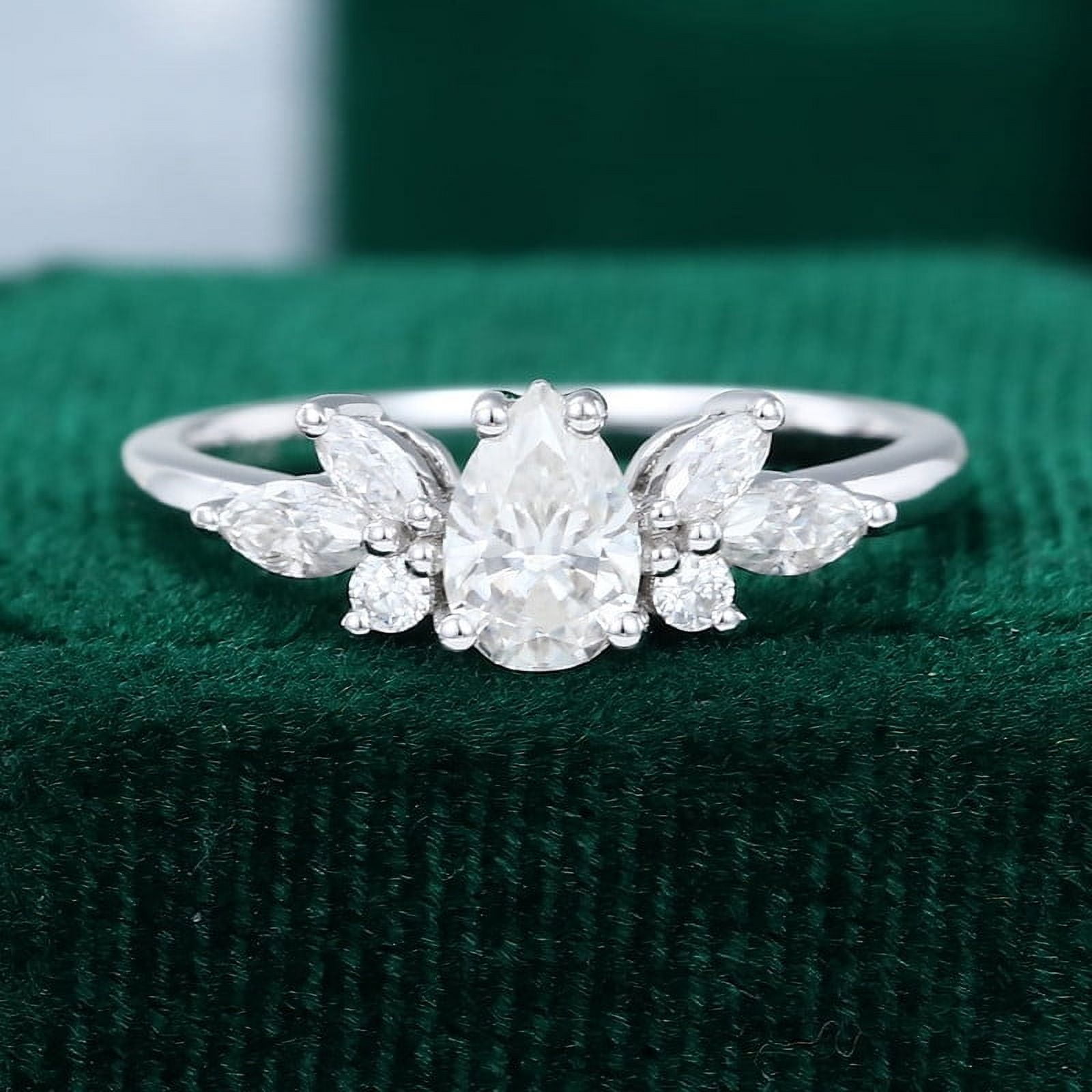 Elise Jewel Silver 14K White Gold Plated Ring - Pear Cut Excellent 1.9 ...