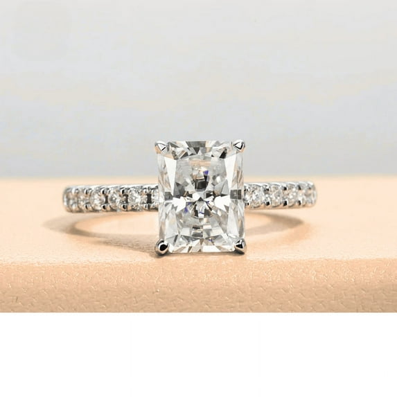 Elise Jewel White Gold Plated 14K Diamond Ring - Radiant Cut Excellent ...
