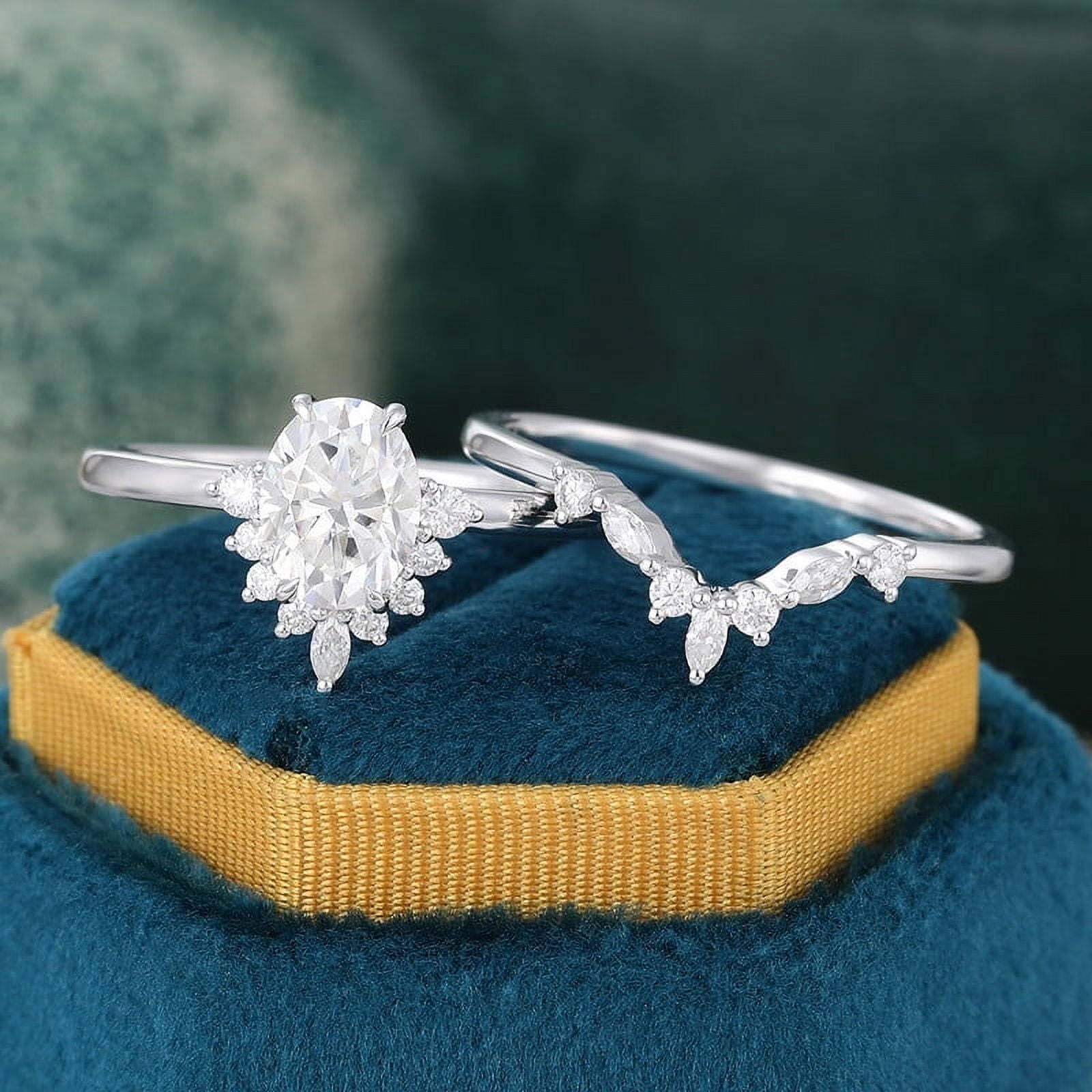 Elise Jewel White Gold Plated 14K Diamond Rings for Couple - Oval Cut ...