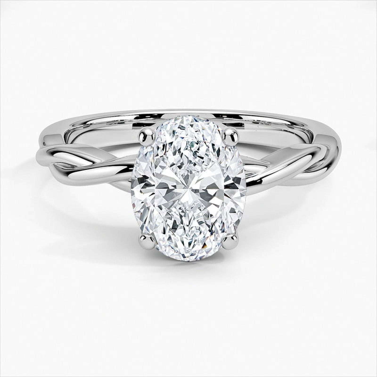 Elise Jewelry 1.53 Ct VVS1/E-F Oval Cut Moissanite Ring - 14K White ...