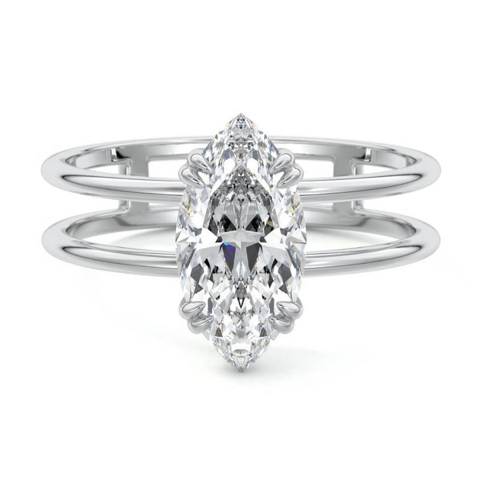 Elise Jewelry 1.68 Ct VVS1/E-F Marquise Cut Moissanite Ring for Her - Made with 14K White Gold ...