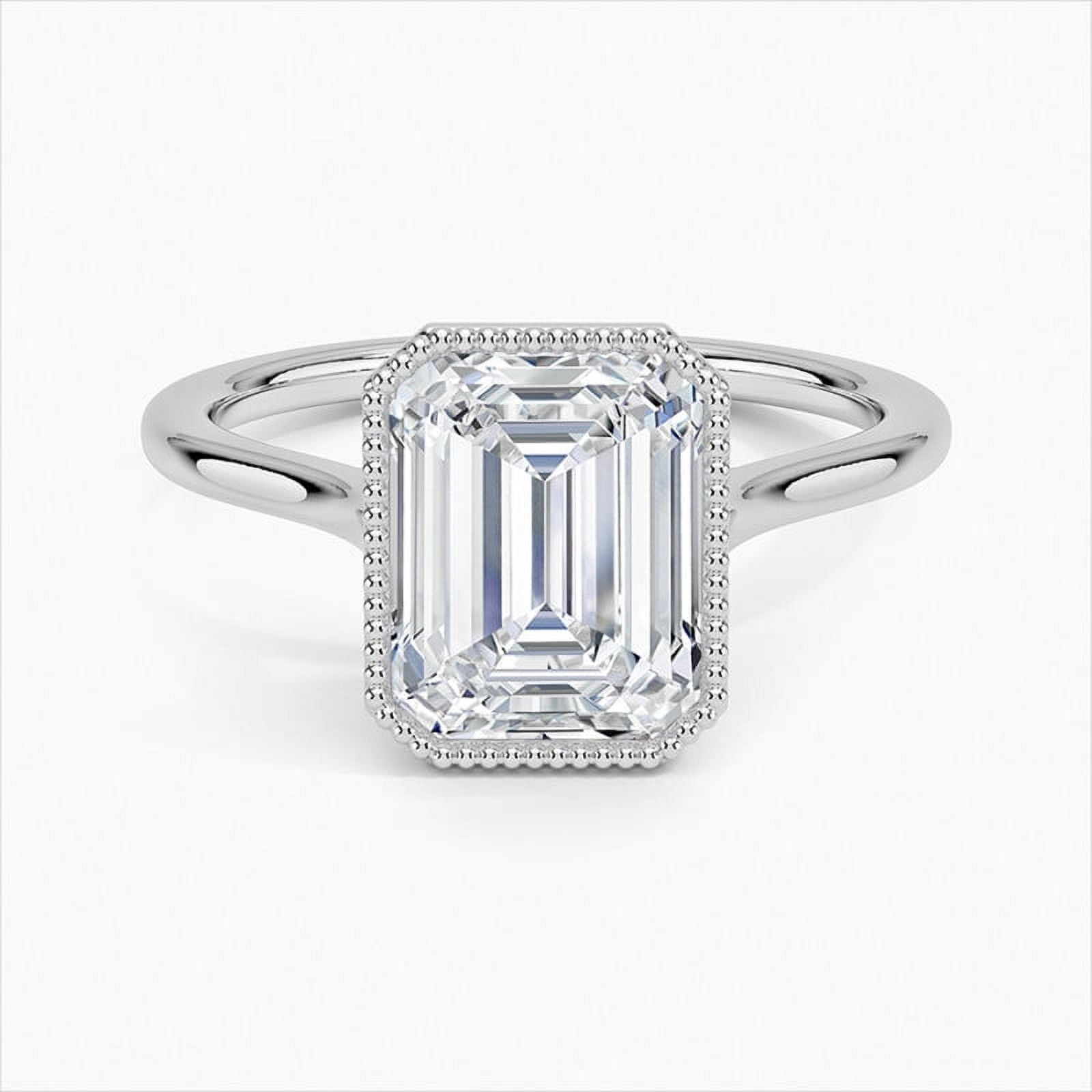 Elise Jewelry 1.86 Ct Emerald Cut Moissanite Ring for Women - 14K White ...