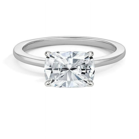 Elise Jewelry 14K White Gold Pated 1.8 Ct Cushion Cut Moissanite Ring ...