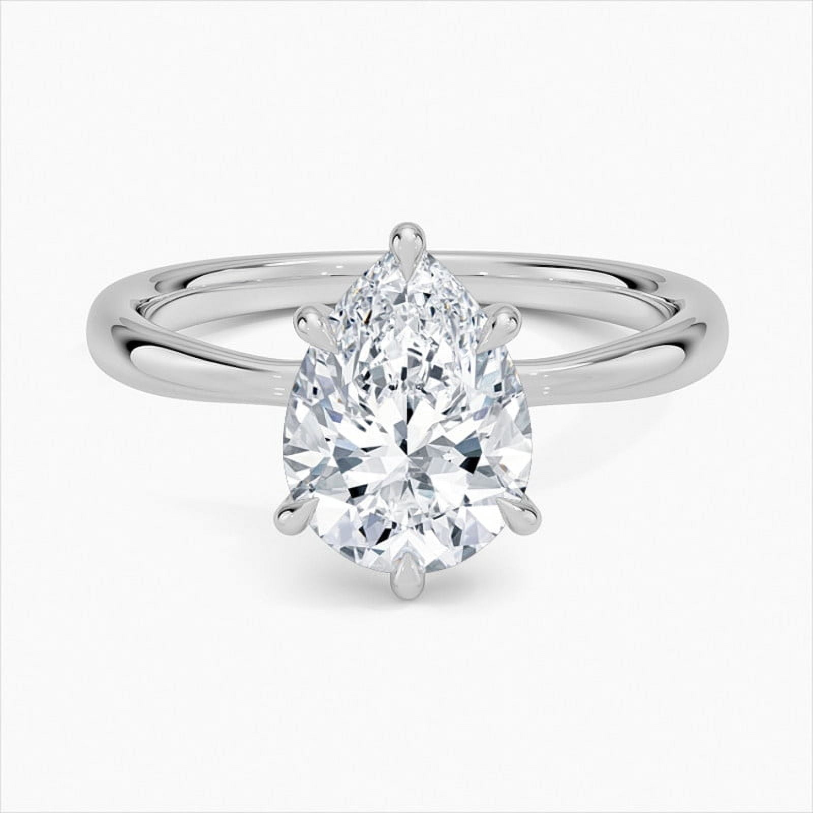 Elise Jewelry 14K White Gold Pated 1.99 Ct Pear Cut Moissanite Ring ...