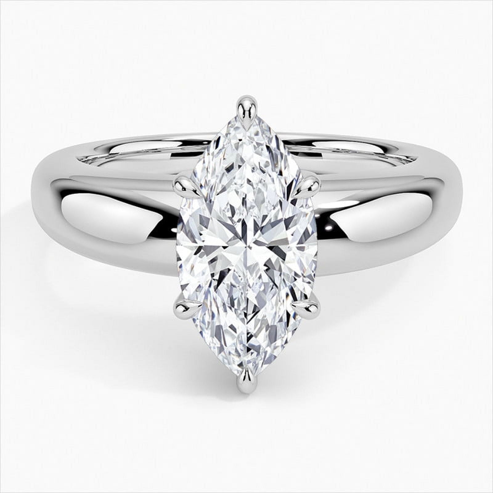Elise Jewelry 14K White Gold Pated 2.08Ct Marquise Cut Moissanite Wedding Ring - Solitaire ...