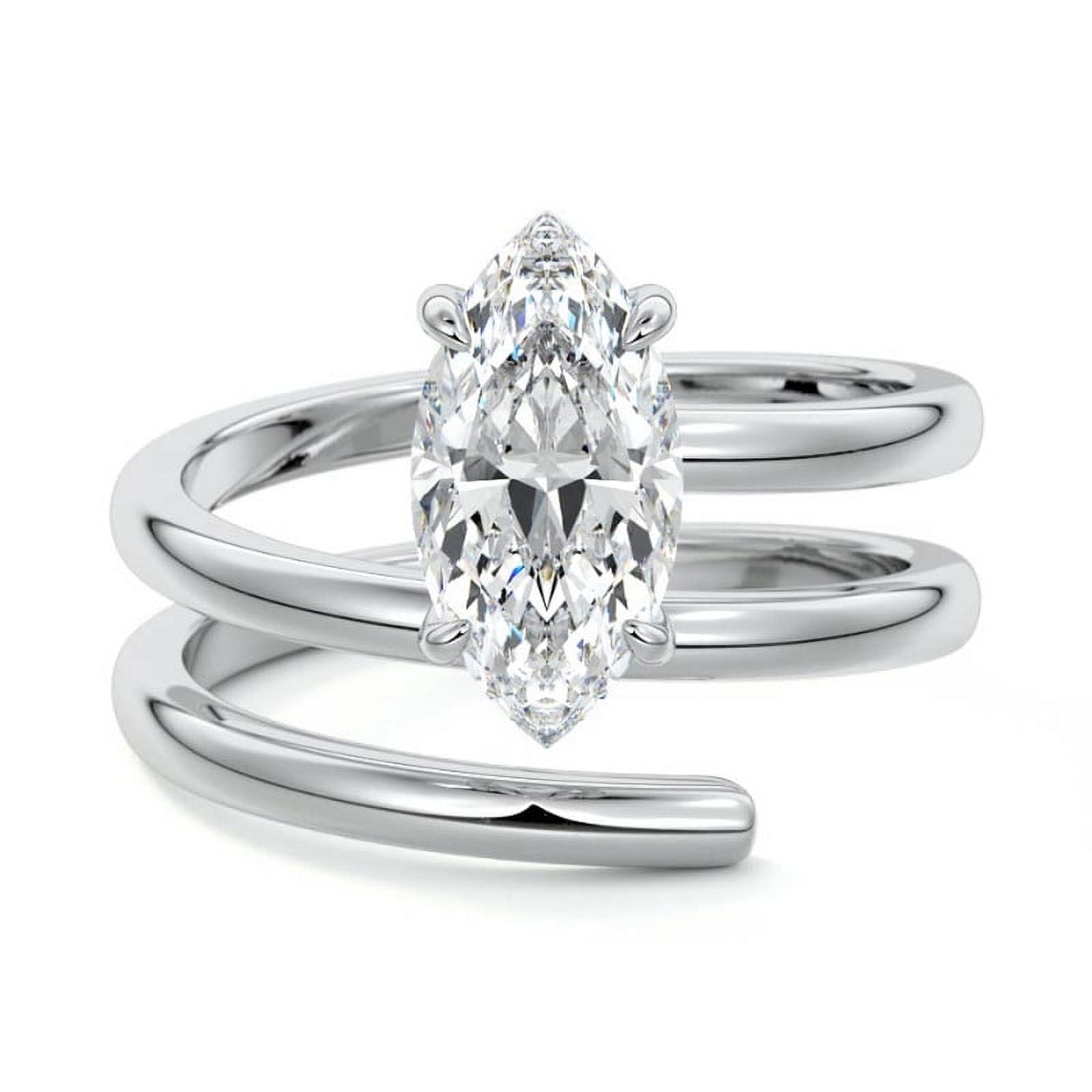 Elise Jewelry 14K White Gold Plated 1.52 Ct Marquise Cut Moissanite ...