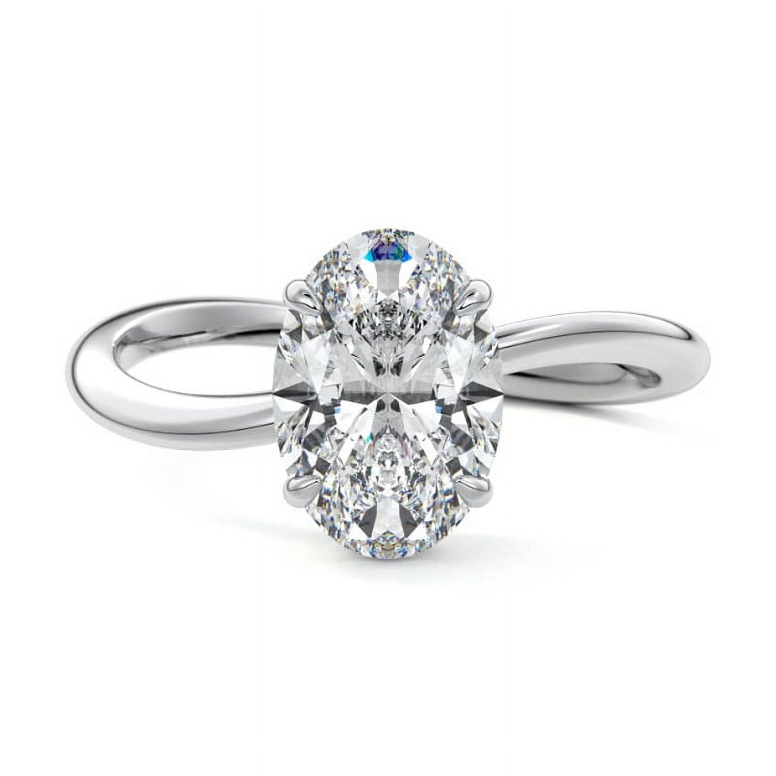 Elise Jewelry 14K White Gold Plated 1.52 Ct Oval Cut Moissanite Ring ...