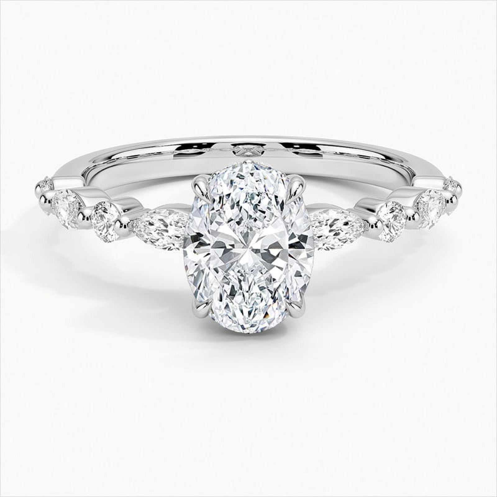 Elise Jewelry 14K White Gold Plated 1.54 Ct Oval Cut Moissanite Ring ...