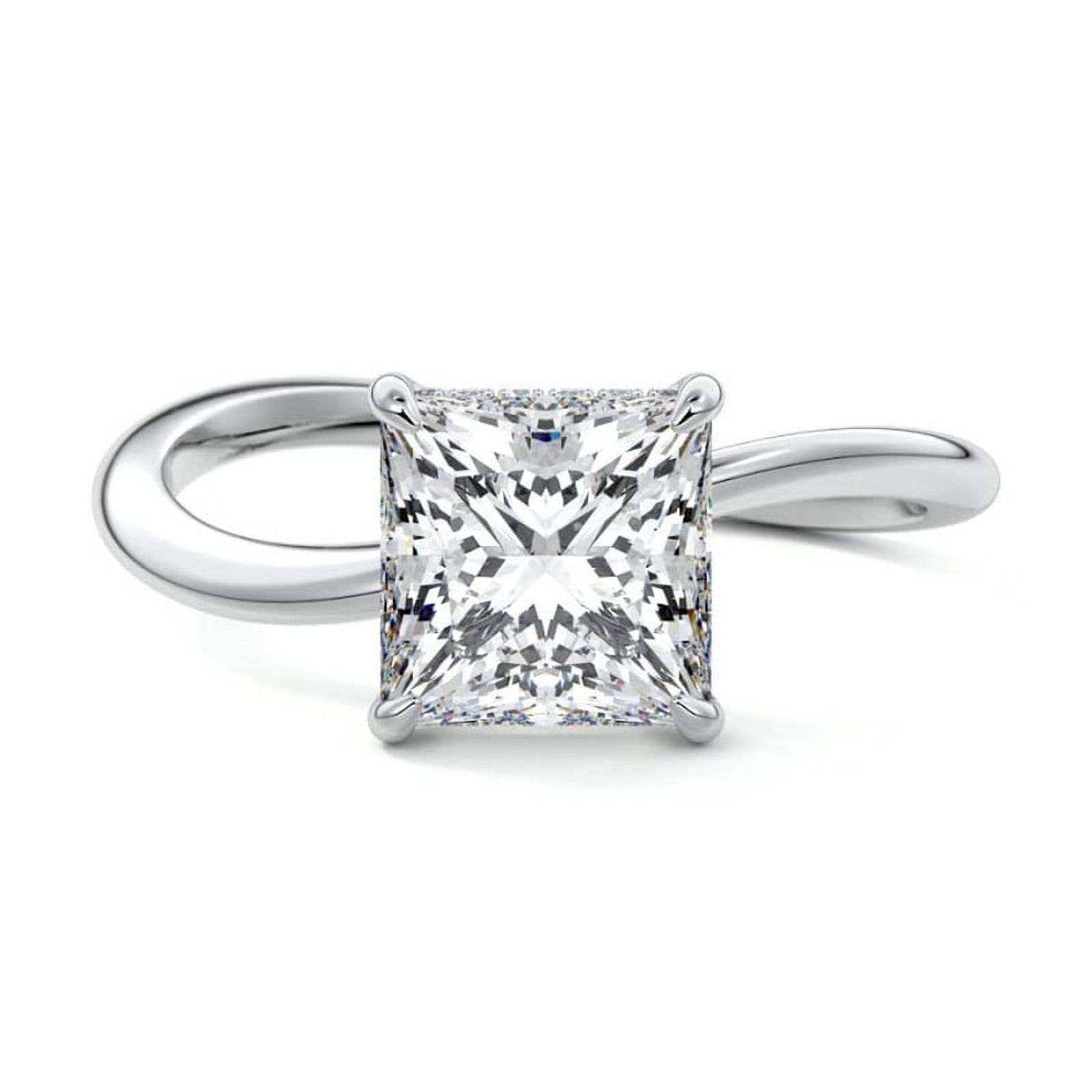 Elise Jewelry 14K White Gold Plated 1.6 Ct Princess Cut Moissanite Ring ...