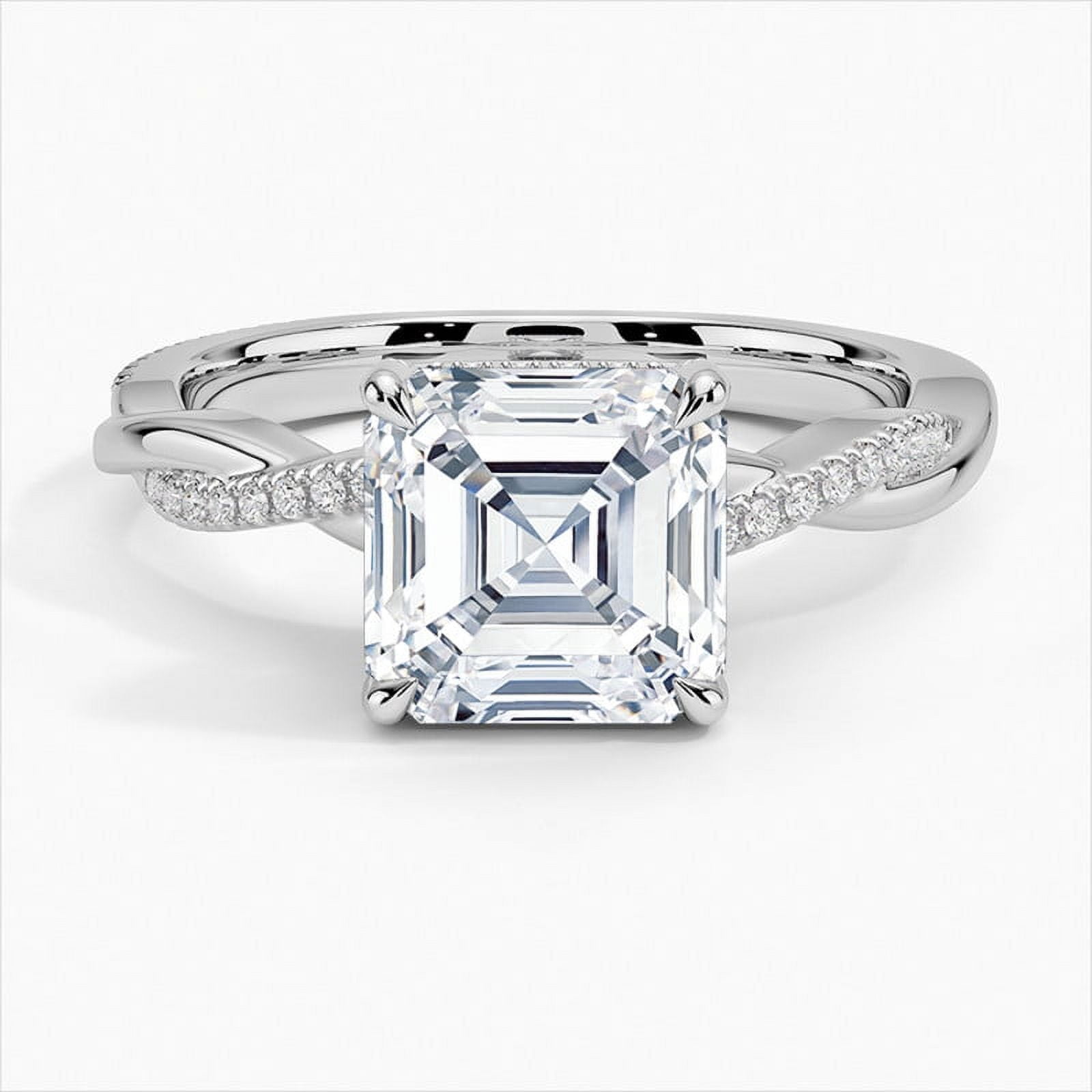 Elise Jewelry 14K White Gold Plated 1.69 Ct Asscher Cut Moissanite Ring ...