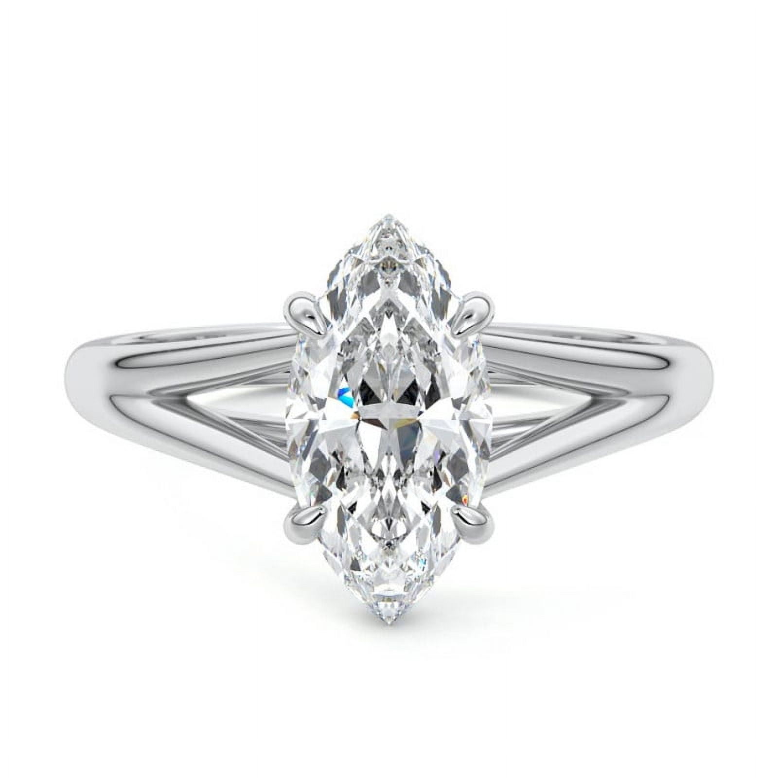 Elise Jewelry 14K White Gold Plated 1.69 Ct Marquise Cut Moissanite ...