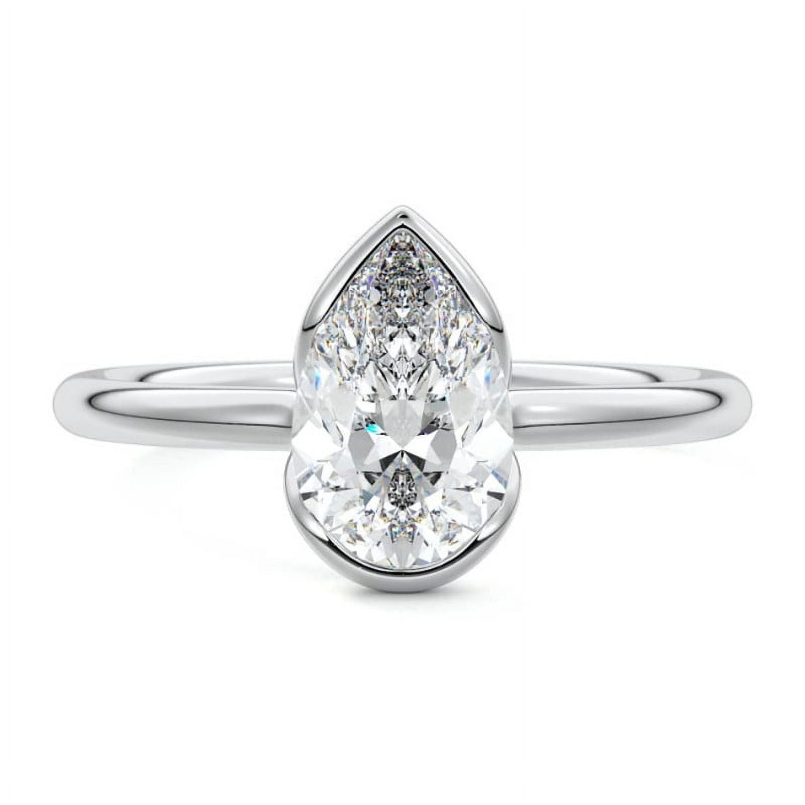 Elise Jewelry 14K White Gold Plated 1.79 Ct Pear Cut Moissanite Ring ...