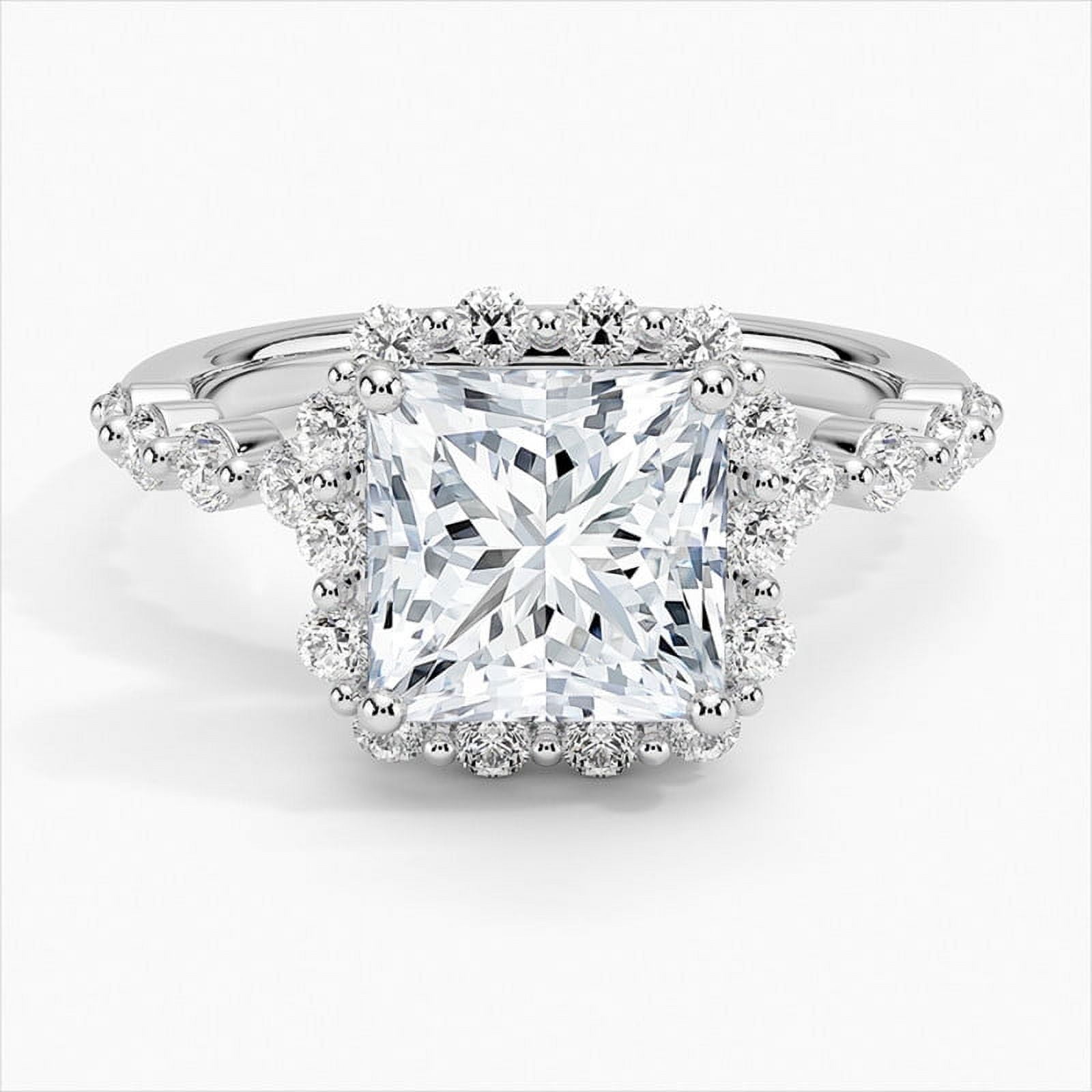 Elise Jewelry 14K White Gold Plated 1.79 Ct Princess Cut Moissanite ...