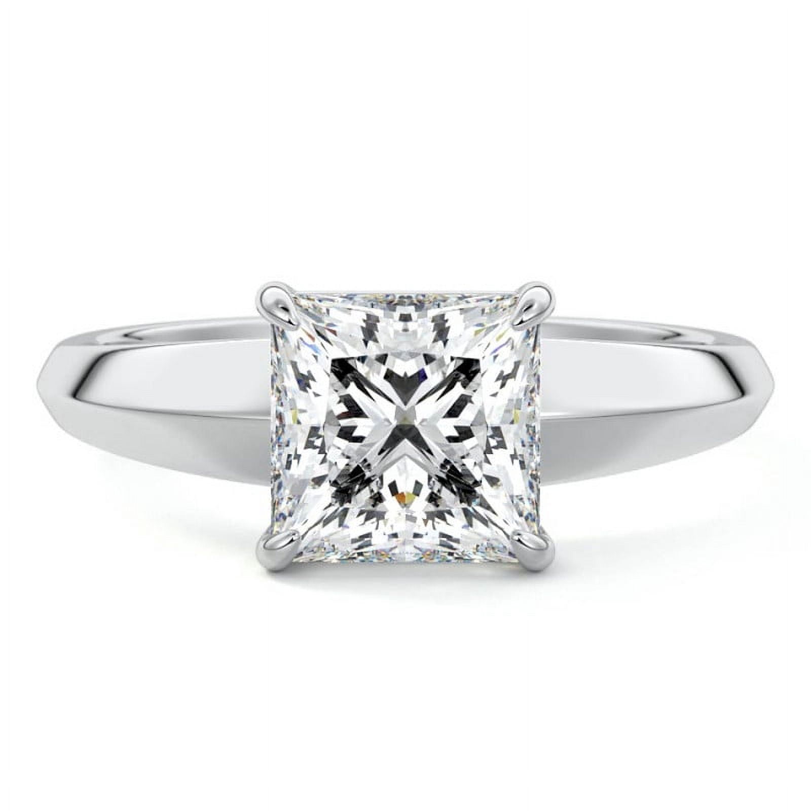 Elise Jewelry 14K White Gold Plated 1.79 Ct Princess Cut Moissanite ...