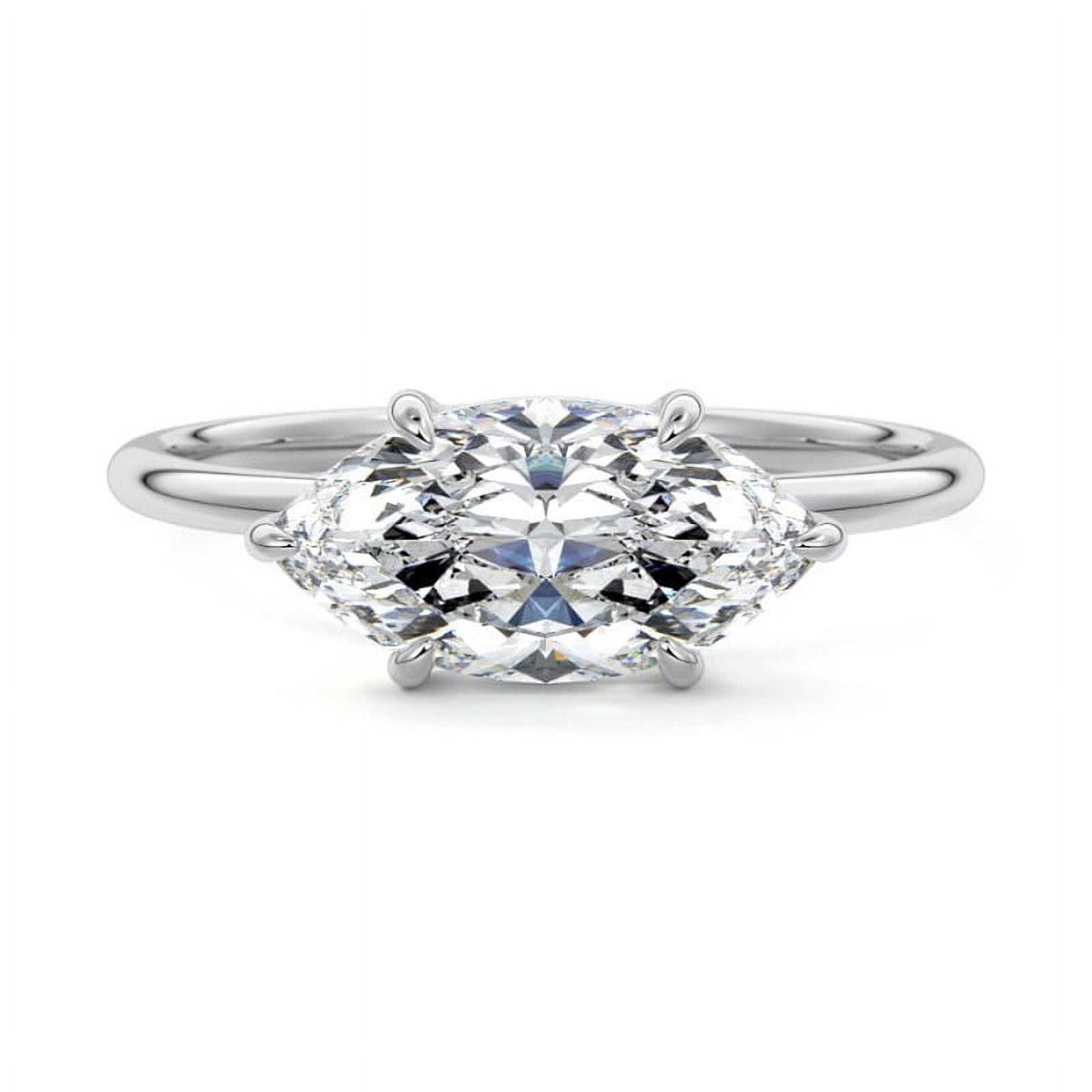 Elise Jewelry 14K White Gold Plated 1.97 Ct Marquise Cut Moissanite ...