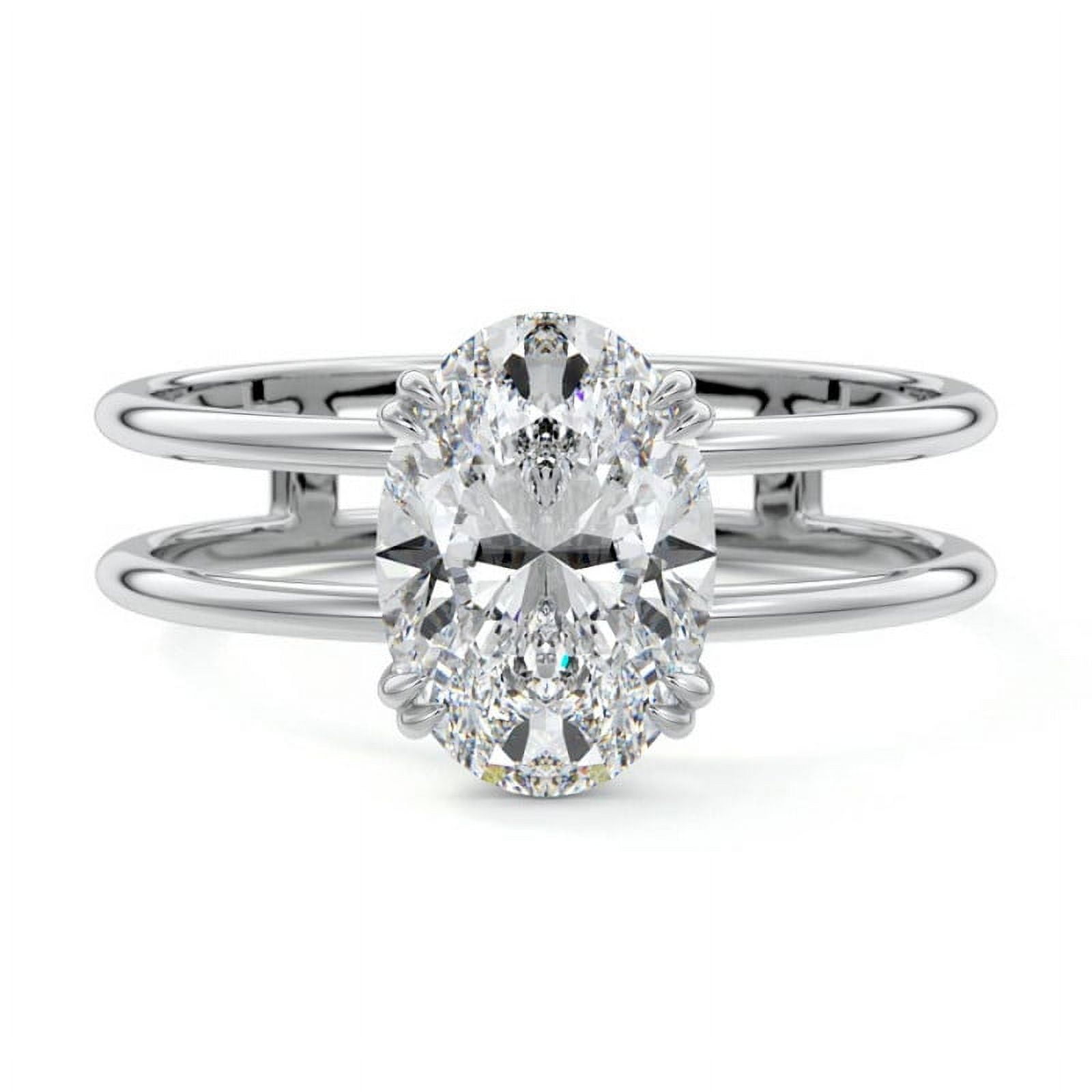 Elise Jewelry 14K White Gold Plated 1.97 Ct Oval Cut Excellent Moissanite Ring - Gorgeous Solo ...