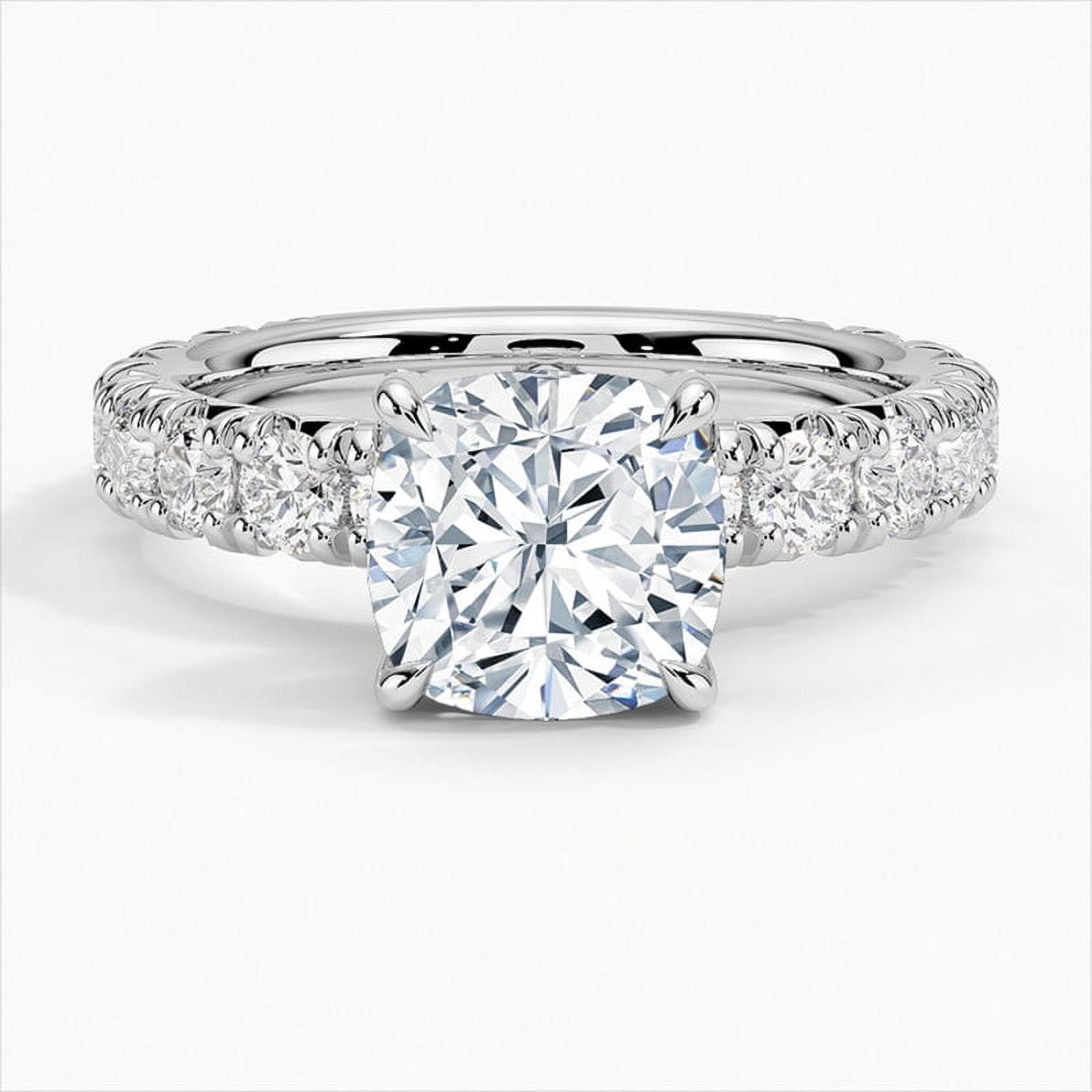Elise Jewelry 14K White Gold Plated 2.26 Ct Cushion Cut Moissanite Ring - Lab Created Engagement ...