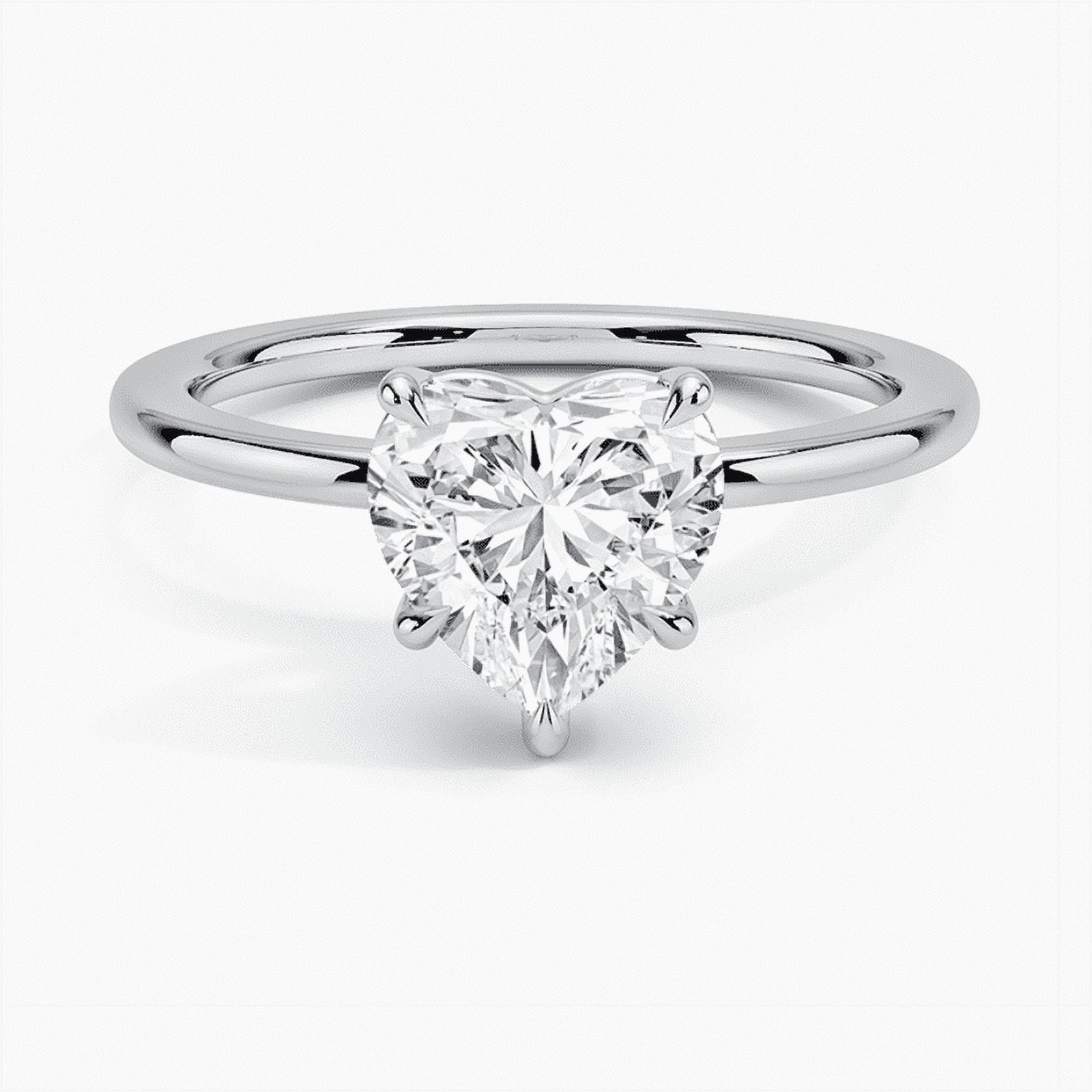 Elise Jewelry 14K White Gold Plated Ring - 1.84 Ct Heart Cut Moissanite ...