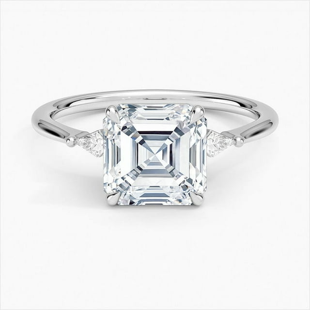 Elise Jewelry 2.25 Ct Asscher Cut Moissanite Engagement Ring - 14K White Gold Plated - Stylish ...